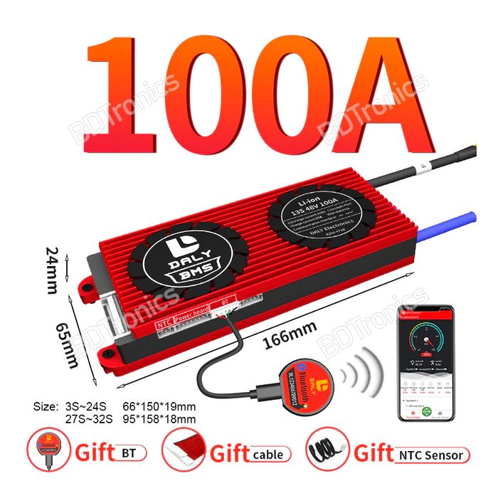 DALY SMART BMS 8S 24V 100A wtih Balance for Lithium Iron Phosphate LiFePO4 Battery + Bluetooth ...