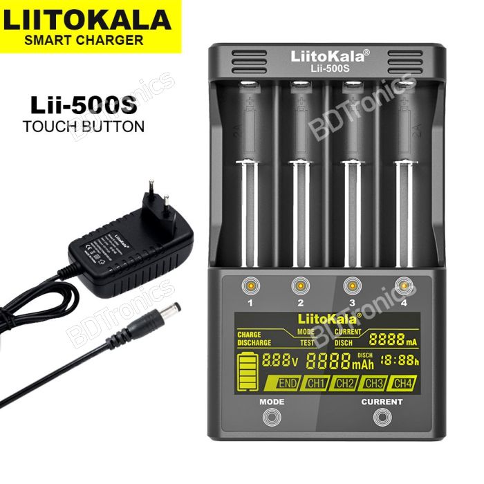 LiitoKala Lii-500S Smart Battery Charger Capacity Tester with Touch for ...