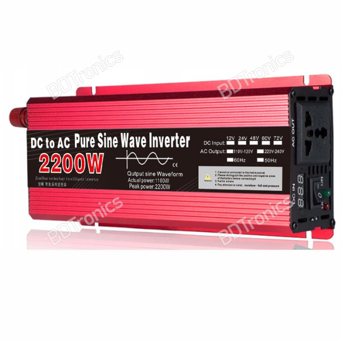 High Quality 2000W Pure Sine Wave Solar Inverter Input 12V 24V 48V DC ...