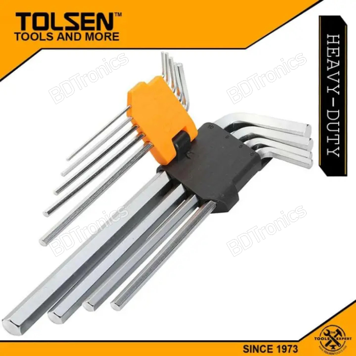 TOLSEN 9pcs Extra-Long Arm Hex Key Set Allen Wrench (1.5/2/2.5/3/4/5/6 ...