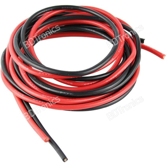 14AWG Silicon Cable Red & Black 1 Meter Length 3D Printer Heat Bed Wire ...