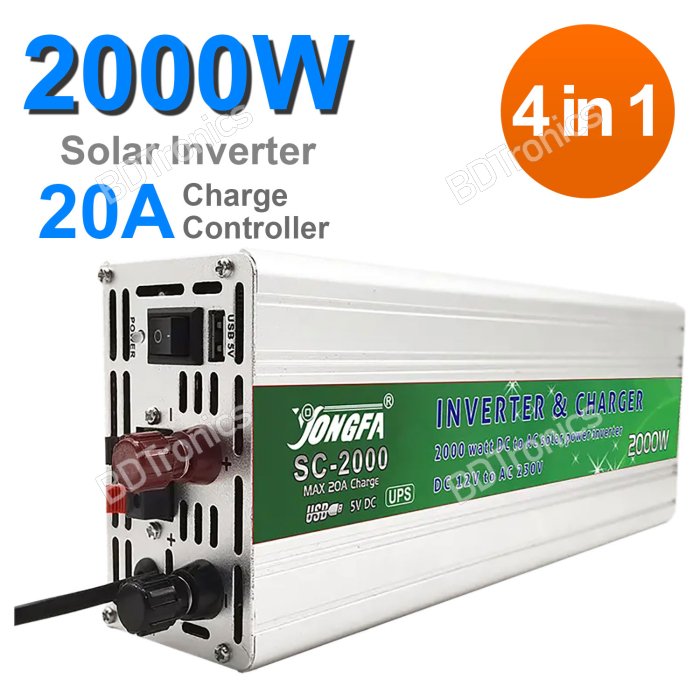 Jongfa 2000W Solar Inverter 12V DC to 220V AC with IPS function + 20A ...