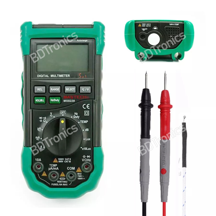 Mastech MS8229 Professional Digital Multimeter 5 in 1 (Light + Sound ...