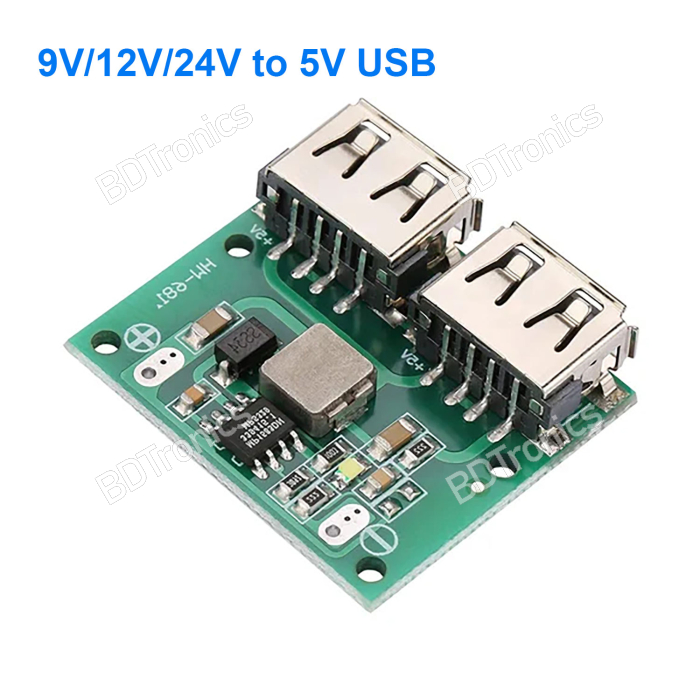 Dual USB 9V/12V/24V to 5V 3A DC-DC Car Charging Voltage Stabilizer Buck ...